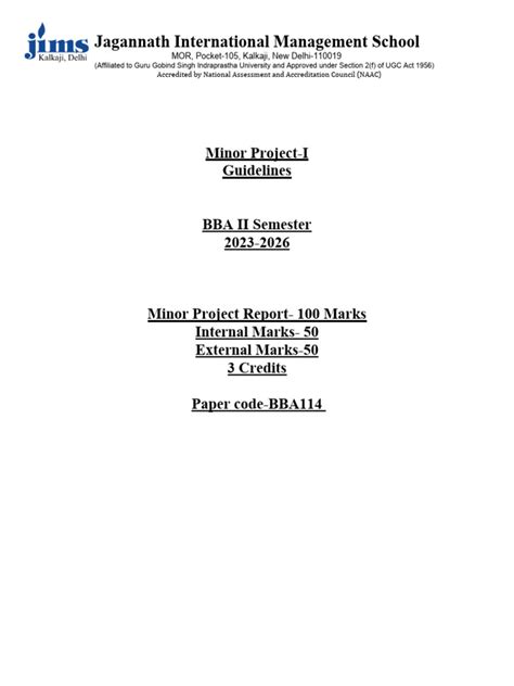 Minor Project Guidelines Bba Pdf
