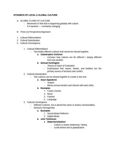 Dynamics Of Local And Global Culture Pdf
