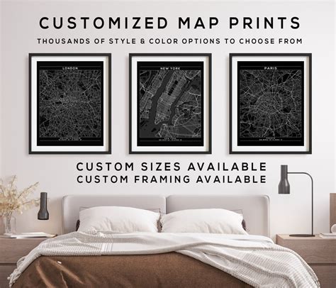 Custom Map Print Set Of 3 Map Prints Custom Map Custom Maps Home Town Map City Map Custom