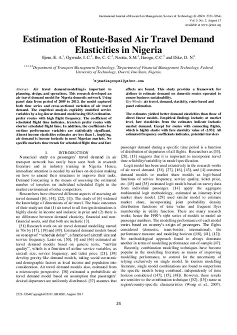 Pdf Estimation Of Route Based Air Travel Demandpdf