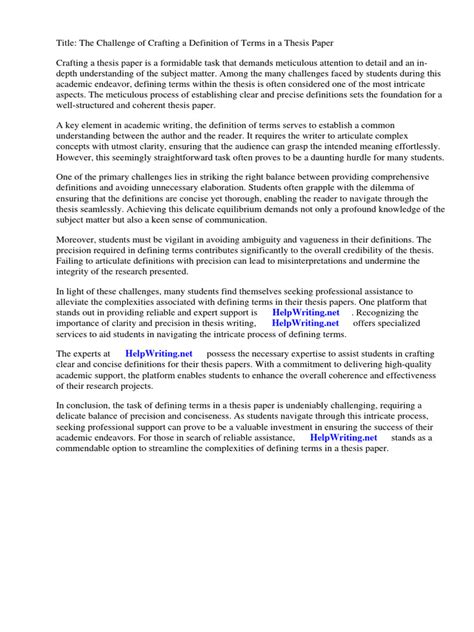 Definition Of Terms Thesis Paper Pdf Thesis Essays