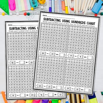 Subtracting Using Hundreds Chart Digit Subtraction Within Worksheets