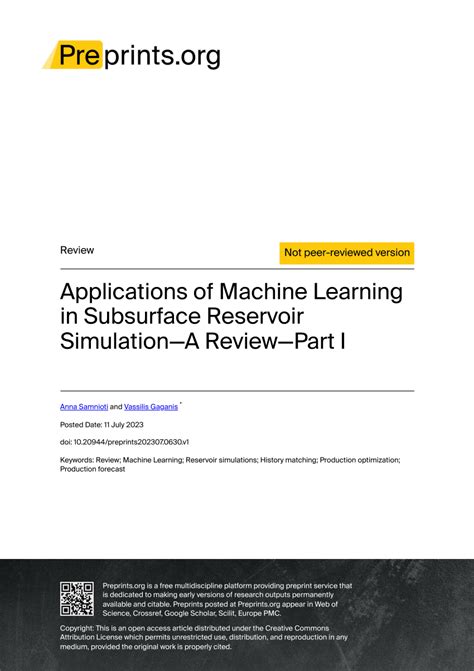 Pdf Applications Of Machine Learning In Subsurface Reservoir Simulation—a Review—part I