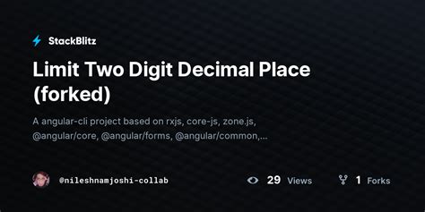 Limit Two Digit Decimal Place Forked Stackblitz