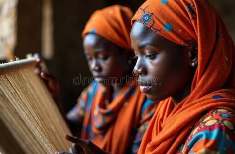 Women Create Traditional Textiles Using Weaving Techniques In Their
