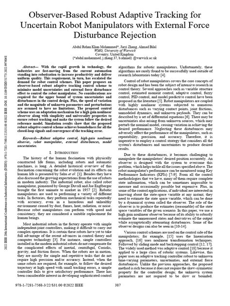 1 Observer Based Robust Adaptive Tracking For Uncertain Robot