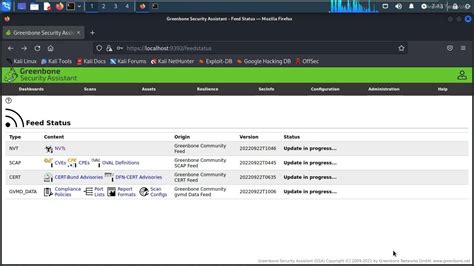 How To Update Feed Status Patch Database In Openvas Tool In Kali Linux