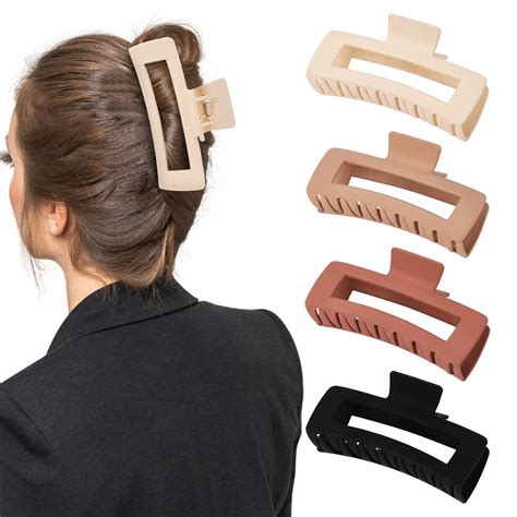4 Pack 5 Inch Extra Large Claw Clips For Thick Hair Matte