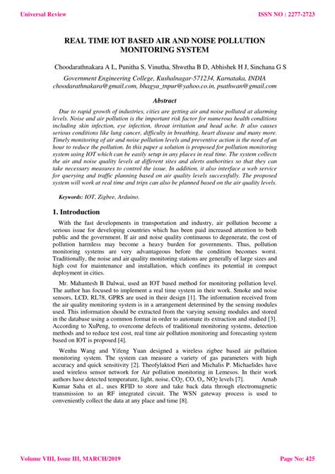 Pdf Real Time Iot Based Air And Noise Pollution Monitoring System