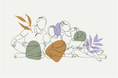 손으로 그린 가족 그림 그리기 무료 벡터