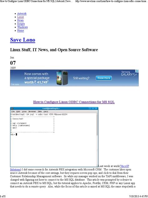 Configure Linux Odbc Connections For Ms Sql Save Lono Pdf Microsoft Sql Server Linux