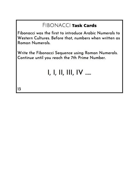 Fibonacci Task Cards Etsy