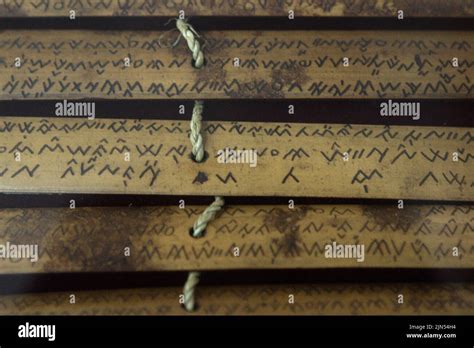 Ancient Scripts Written On Bamboo—originated From Lampung Sumatra —is Photographed At The