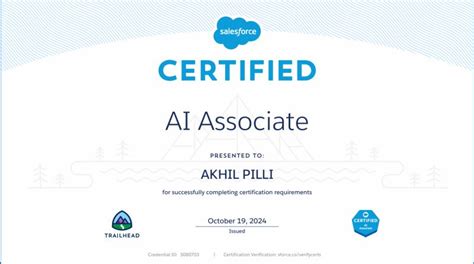 Akhil Pilli On Linkedin Salesforce Aiassociate Certification Ai Salesforcecertified…