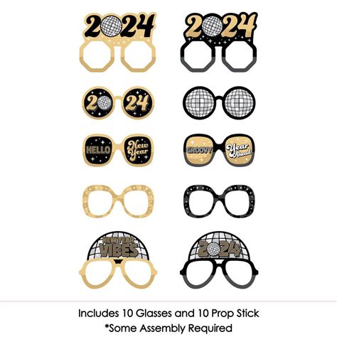 big dot of happiness disco new year glasses paper card stock groovy 2024 nye party photo booth