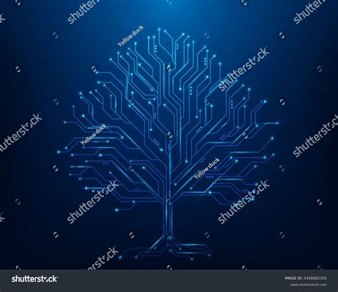 Tree Data Technology Circuit Line On Stock Vector Royalty Free 2458682355 Shutterstock