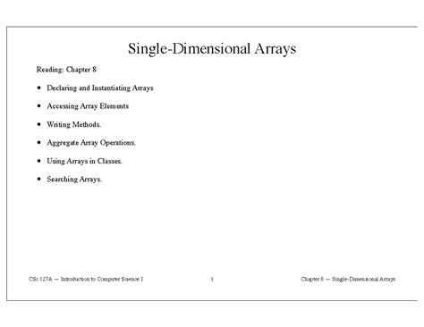 8 1d arrays one lab activities for week single dimensional arrays