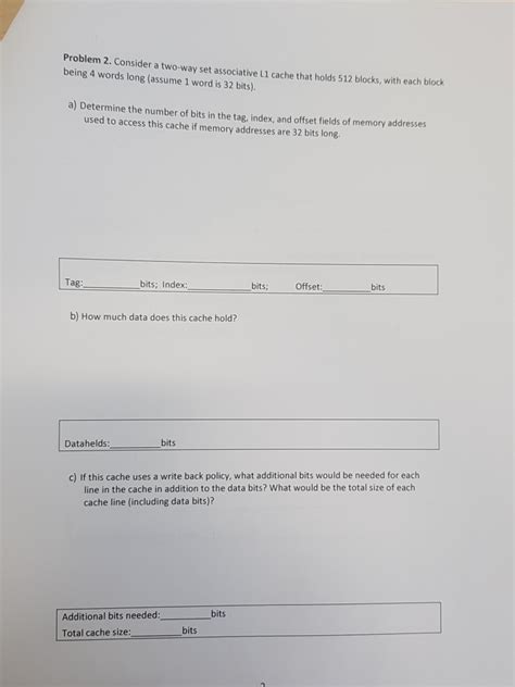 Solved Problem 2 Consider A Two Way Set Associative L1 Chegg Com