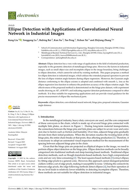 Pdf Ellipse Detection With Applications Of Convolutional Neural Network In Industrial Images