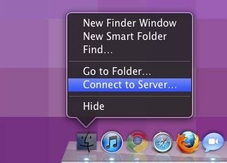 Connect To Any Server From Any App Via The Dock Quickly In Mac OS X