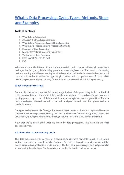 What Is Data Processing Cycle Types Methods Steps And Examples Eroppa