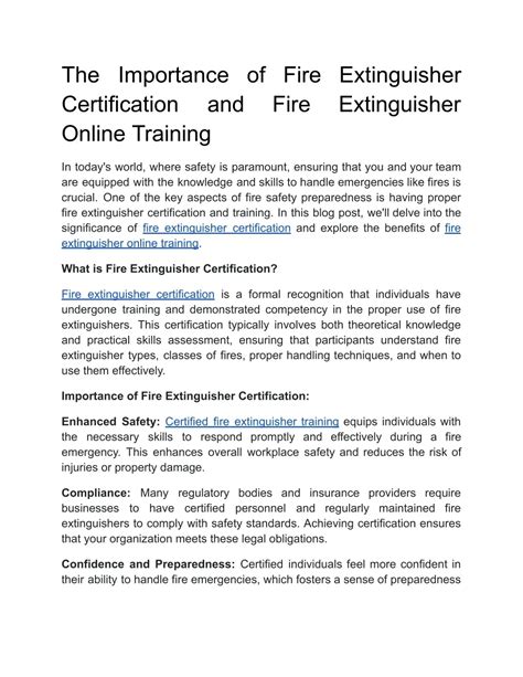 Ppt The Importance Of Fire Extinguisher Certification And Fire