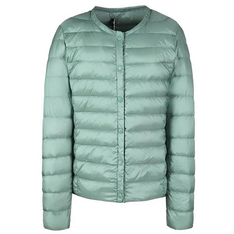 여성용 초경량 퍼퍼 다운 재킷 O 넥 버튼 따뜻한 패딩 파카 코트 휴대용 오버코트 겨울다운 코트 Aliexpress