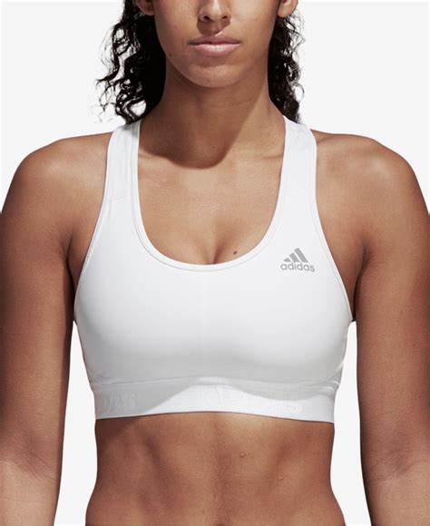 Adidas Synthetic Alphaskin Racerback Medium Impact Sports Bra In White