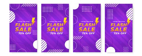 깨끗한 현대 소셜 미디어 스토리 템플릿 세트 다채로운 기하학적 배경 플래시 세일 할인 배너 템플릿 프로모션 가격에 대한 스톡