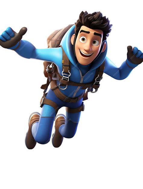 Premium Ai Image 3d Pixar Character Potraits Of Sky Diving