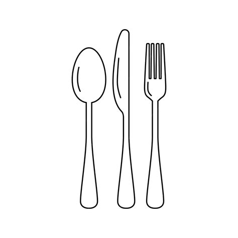 Premium Vector Spoon Icon Knife Fork Outline Vector Illustration