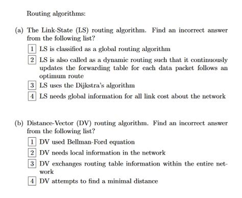 Solved Routing Algorithms A The Link State Ls Routing