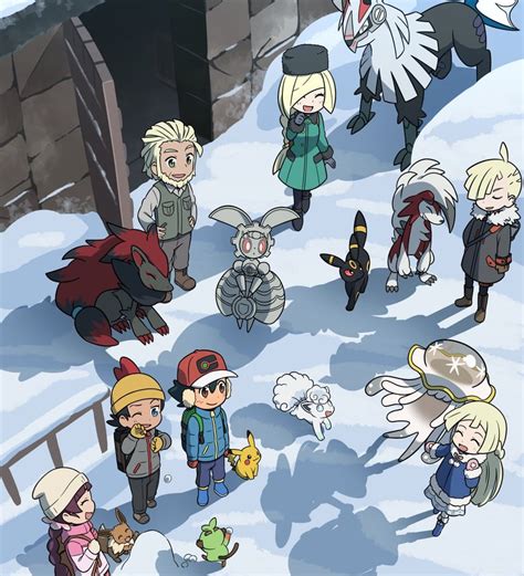 Pikachu Lillie Ash Ketchum Eevee Umbreon And More Pokemon And