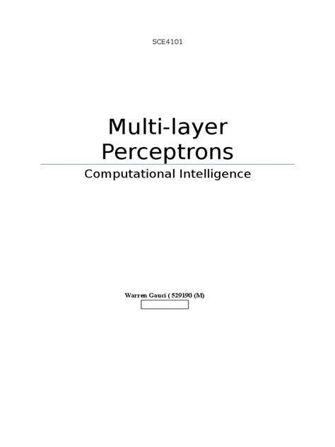 multi layer perceptrons pdf artificial neural network applied