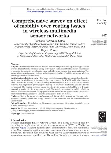 Pdf Comprehensive Survey On Effect Of Mobility Over Routing Issues In