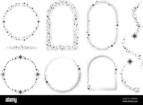 Magic Frame With Stars With Ornament Vector Celestial Border Elements Round And Arch