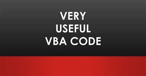 very useful vba codes