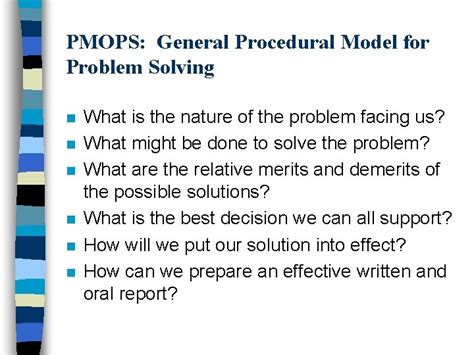 General Procedural Model For Problem Solving John A