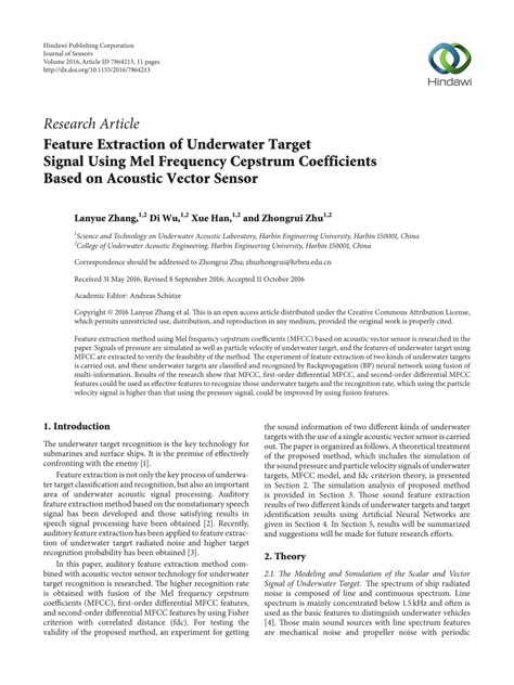 pdf feature extraction of underwater target signal using mel