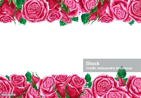 손으로 그린 수채화 장미 프레임 보더는 흰색 배경에 있습니다 스크랩북 디자인 요소 타이포그래피 포스터 청첩장 엽서 라벨 배너 디자인 0명에 대한 스톡 벡터 아트 및 기타