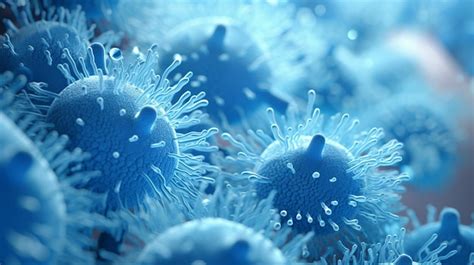 Premium Photo Abstract Blue Bacterium Shapes In High Scale Magnification