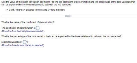Solved Use The Value Of The Linear Correlation Coefficient R