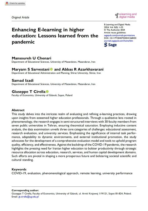 Pdf Enhancing E Learning In Higher Education Lessons Learned From The Pandemic