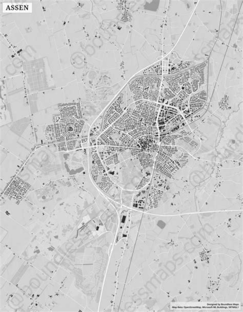 Assen Dark Blue Vector Map Boundless Maps