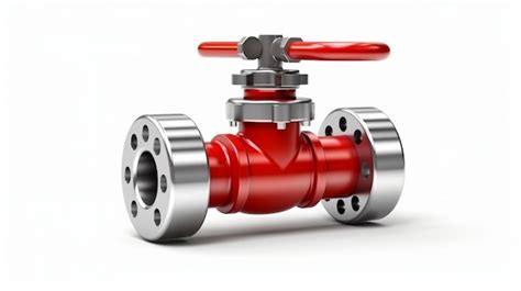 빨간색 밸브가 있는 금속 파이프 투명도 배경에 격리됨 Generative Ai 프리미엄 사진