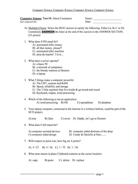 Fillable Online Computer Science Computer Science Computer Science