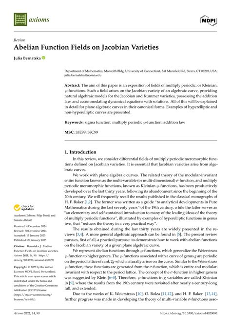 Pdf Abelian Function Fields On Jacobian Varieties