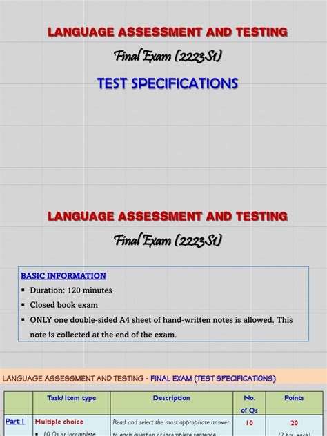 Final Test Specification 2223s1 Pdf Multiple Choice Rubric Academic