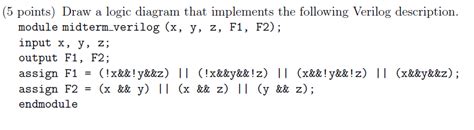 Solved Points Draw A Logic Diagram That Implements The Chegg
