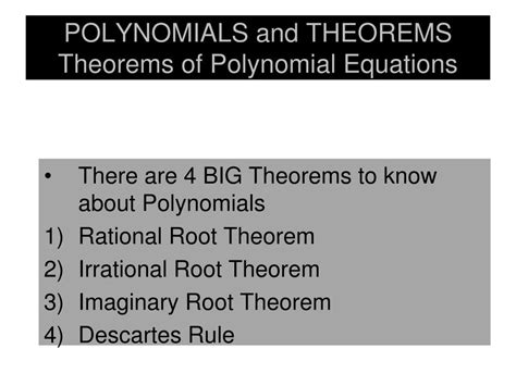 PPT 6 5 Theorems About Roots Of Polynomial Equations PowerPoint Presentation ID 997891